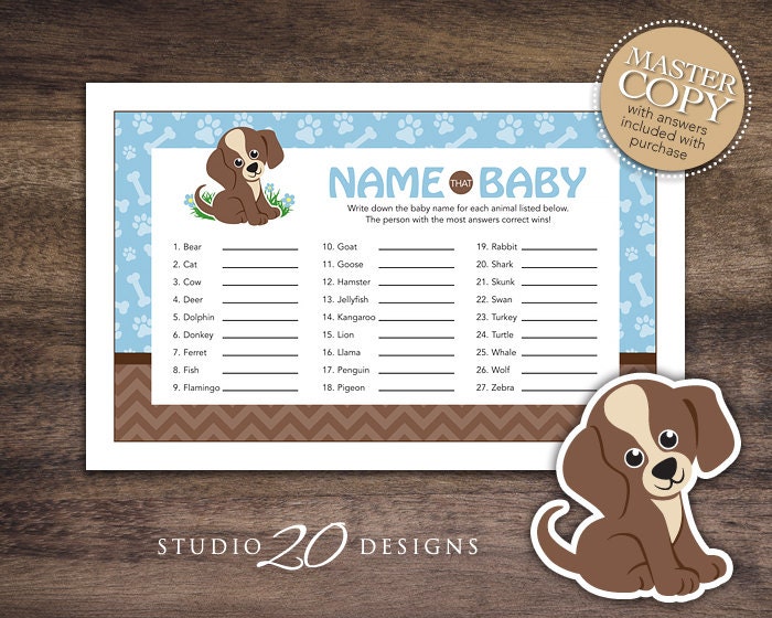 Instant Download Puppy Baby Shower Name That Baby Game - Etsy
