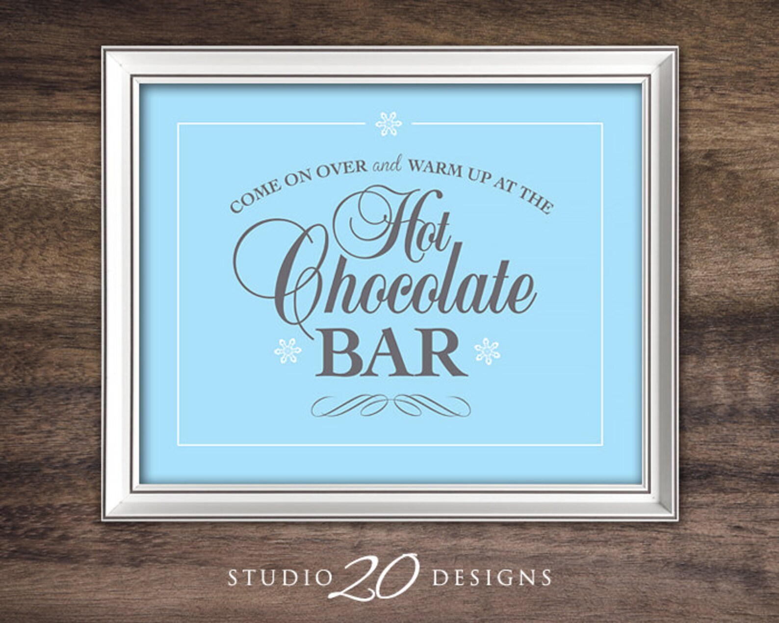 Instant Download Hot Chocolate Bar Kit, Printable Rustic Baby Blue Hot ...