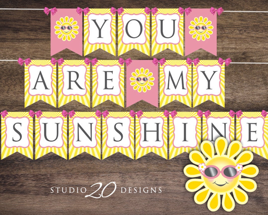 Instant Download You Are My Sunshine Baby Shower Banner, Sun Bunting ...