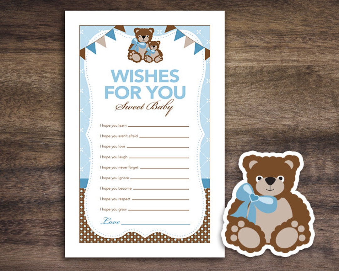 Instant Download Teddy Bear Theme Baby Shower Wishes for Baby Game ...