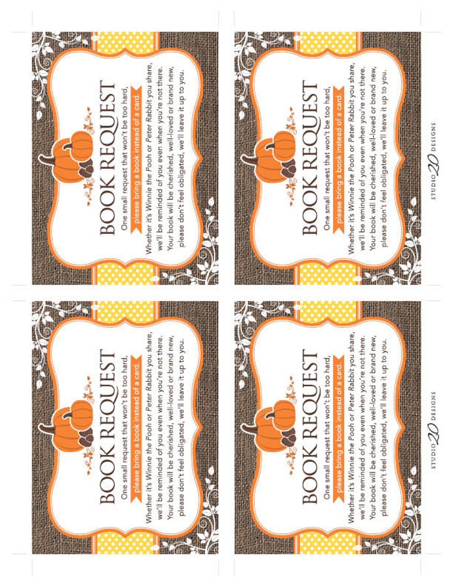 Instant Download Orange Yellow Pumpkin Book Request Autumn - Etsy