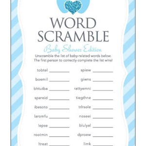 Instant Download Footprint Word Scramble Baby Shower Game, Printable ...