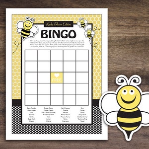 Instant Download Bee Baby Shower Bingo Cards, Bumblebee Printable Party ...