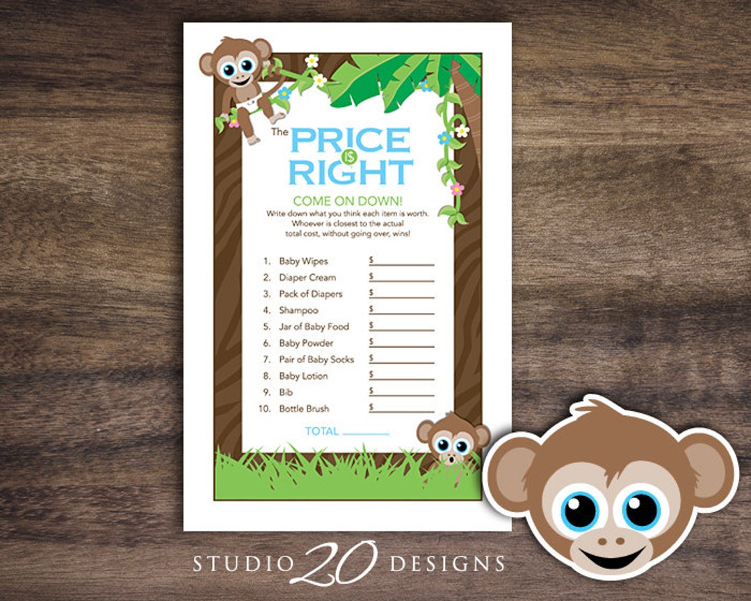 Instant Download Monkey Price is Right Baby Shower Games, Printable ...