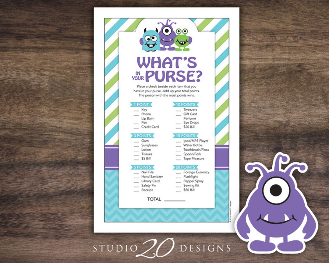 Instant Download Little Monsters What's in Your Purse Game, Monster ...