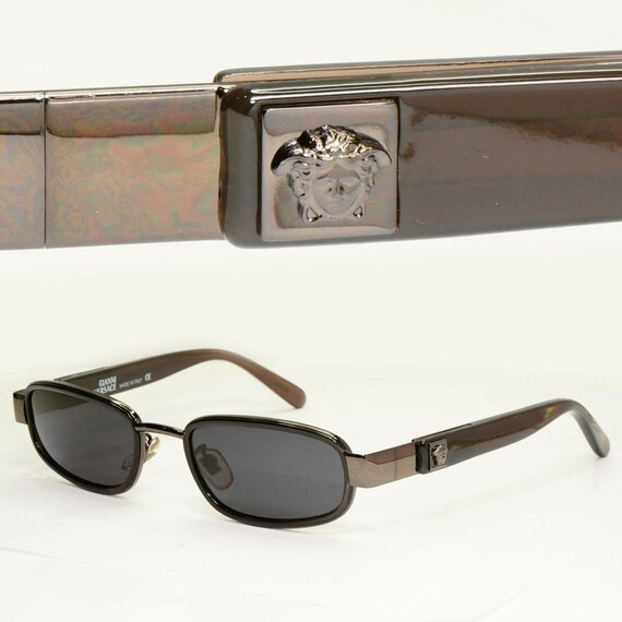 Gianni Versace 1996 Vintage Brown Gunmetal Medusa Sun… - Gem