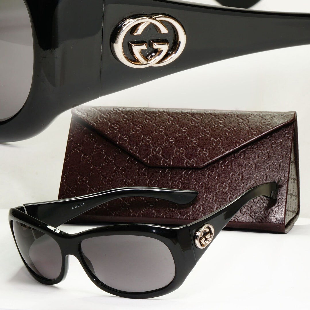 Gucci 2007 Sunglasses Vintage Black Silver Square Gg 2966/S 807bn ...