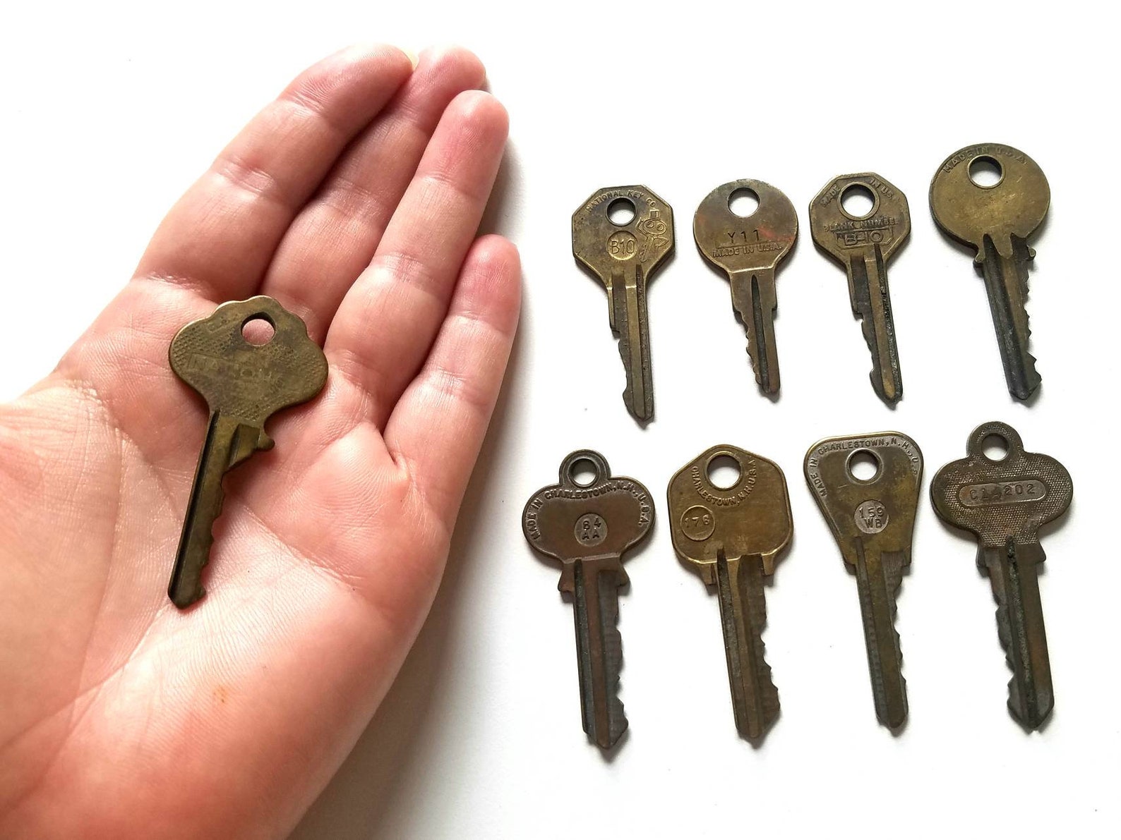 Vintage Old Keys Flat Real Aged Patina Metal Jewelry Charm Lot - Etsy
