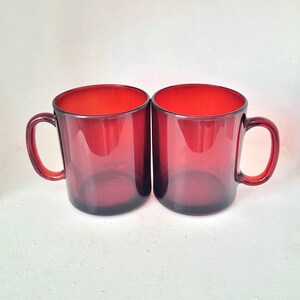 Red Glass Mug Set Glass Coffee Mug Set Vintage Ruby Red Glassware MCM ...