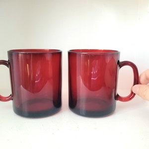 Red Glass Mug Set Glass Coffee Mug Set Vintage Ruby Red Glassware MCM ...