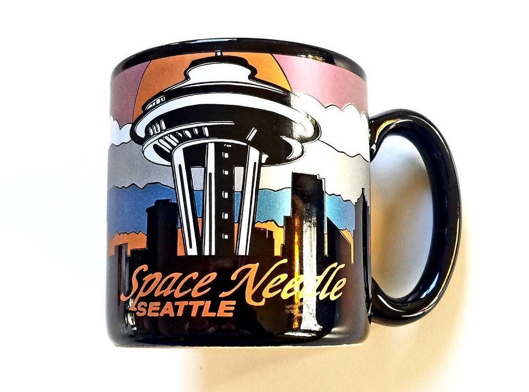 Seattle Mug Black Metallic Gold Vintage City Scape Ceramic Coffee Cup ...
