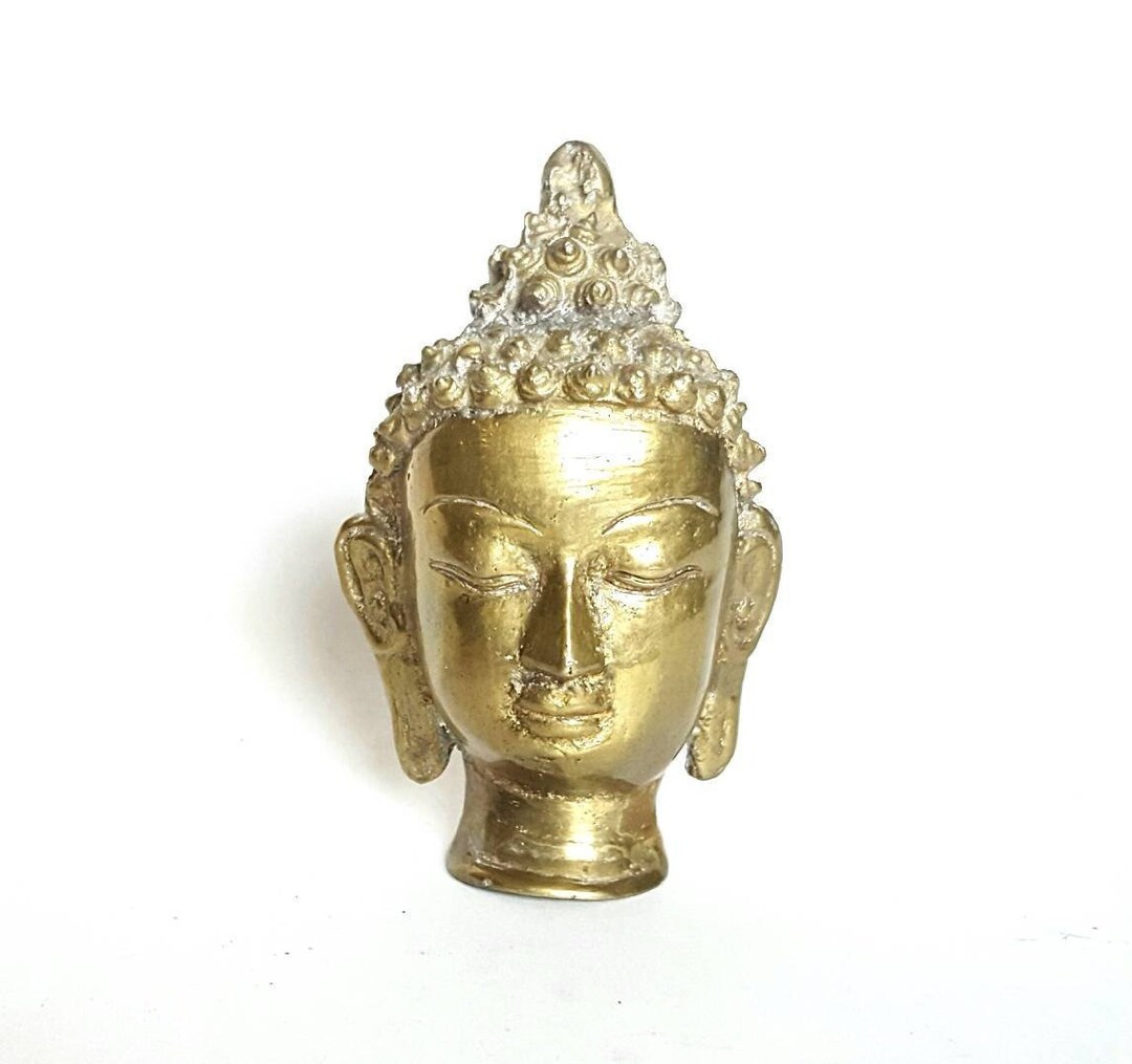 Brass Buddha Head Gold Buddha Head Vintage Small Metal Statue Yoga ...