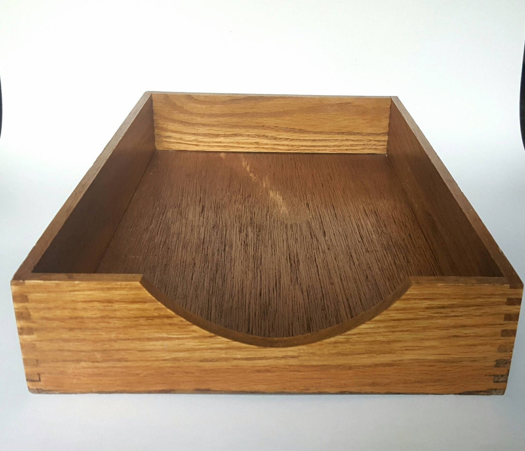 Vintage Paper Tray Inbox Bill Sorter Mail Organizer in Out Bin Light ...