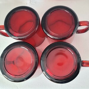 Red Glass Mug Set Glass Coffee Mug Set Vintage Ruby Red Glassware MCM ...