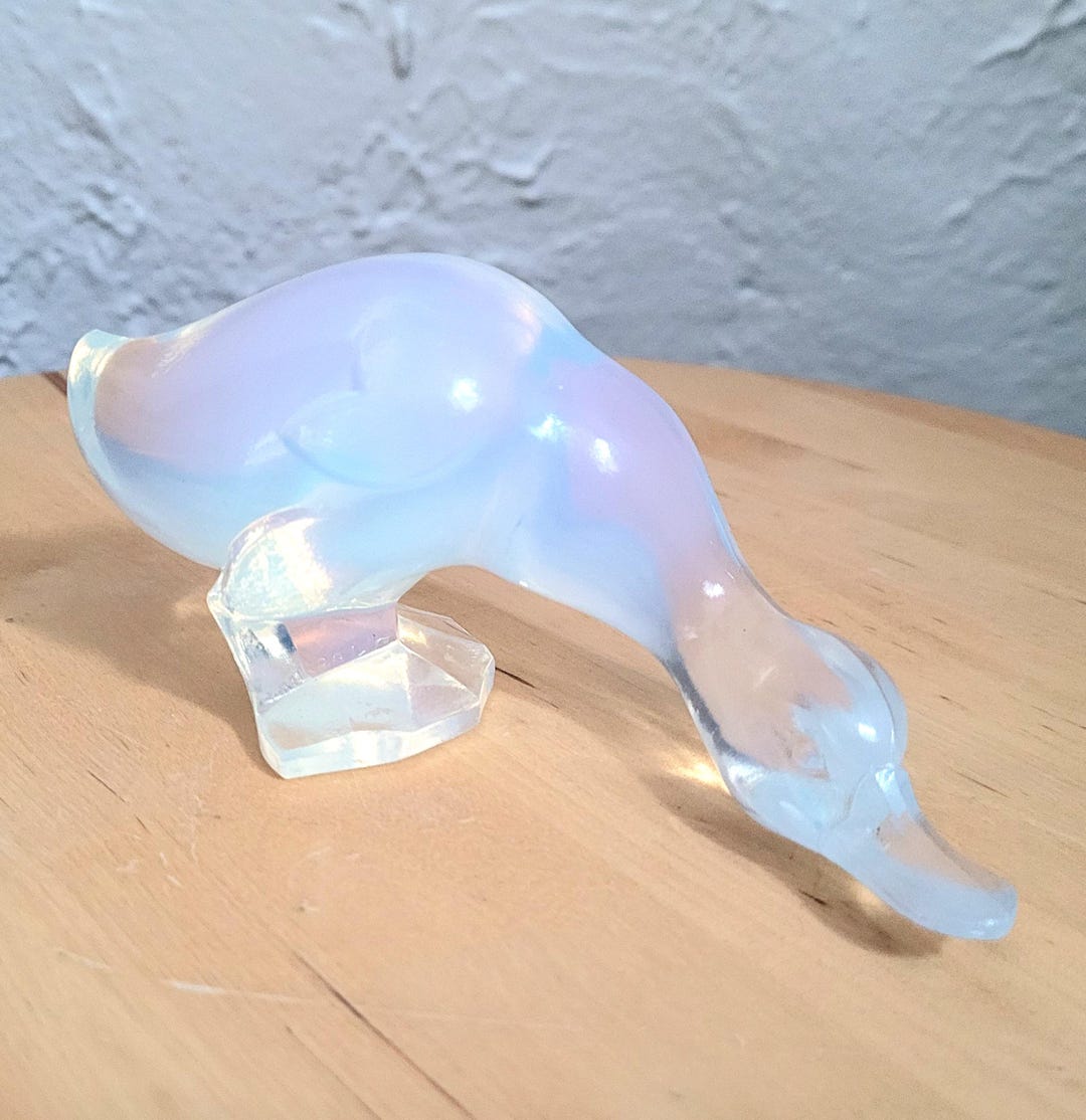 Ferjac France Opaline Glass Duck Opalescent Glass Figurine Fernand ...