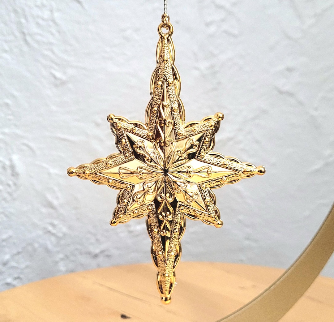 Gold North Star Ornament Shatterproof Vintage Christmas Ornament Set or ...