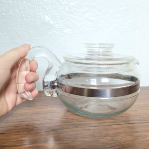 Vintage 6 Cup Pyrex Flameware Stove Top Mid Century Glass Teapot Made ...