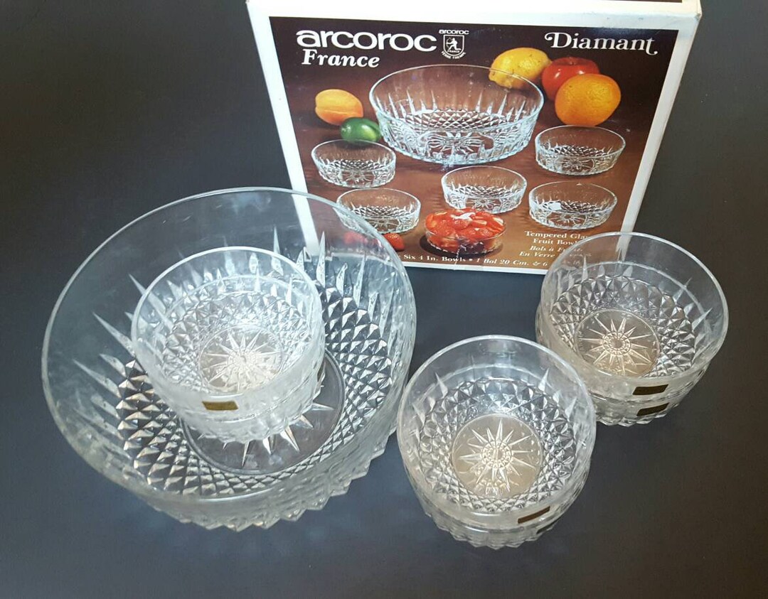 Arcoroc Diamant Berry Bowl Set Salad Bowl Dessert Bowl Set Diamond ...