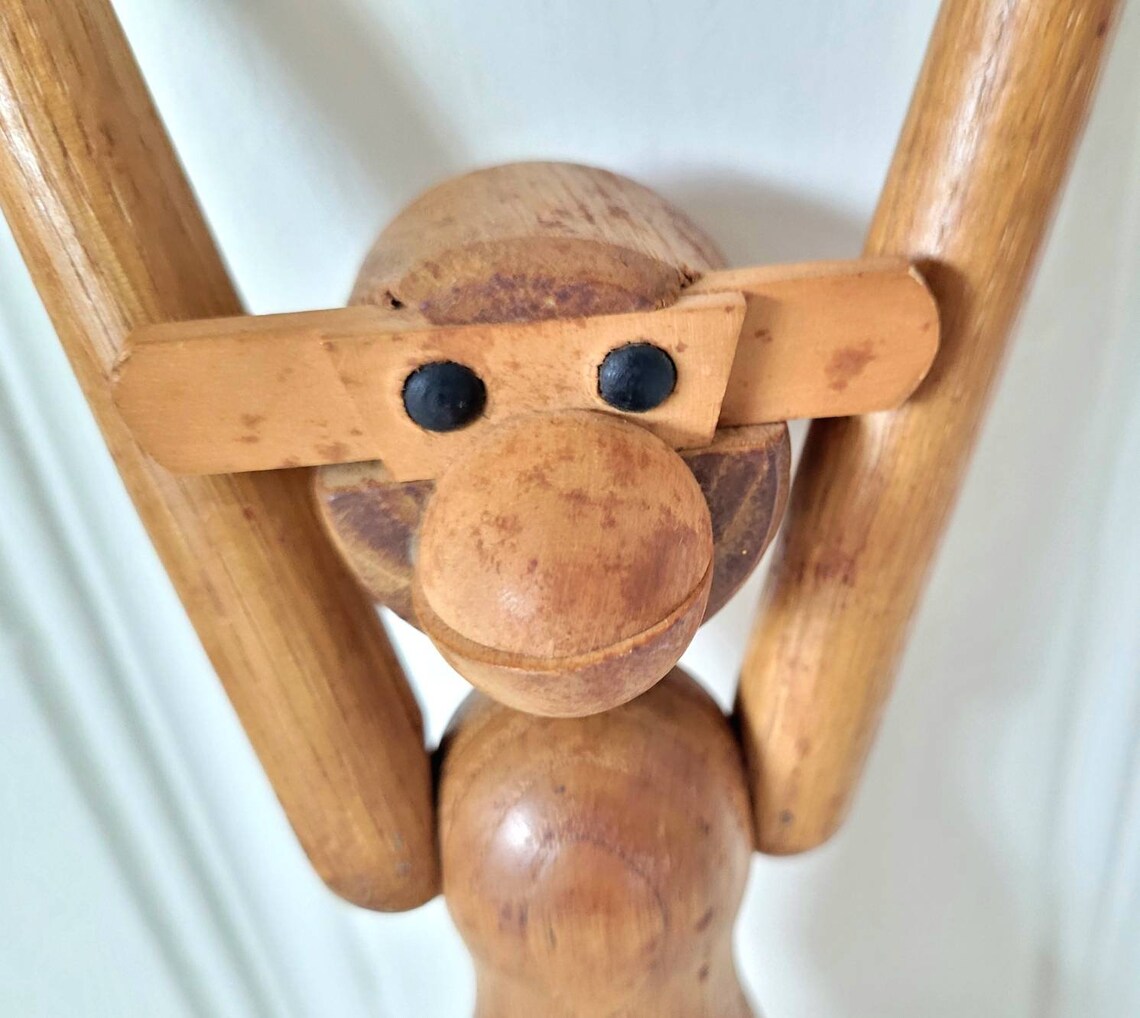 Vintage Wood Monkey 11 Wooden Toy Figurine Mid Century - Etsy