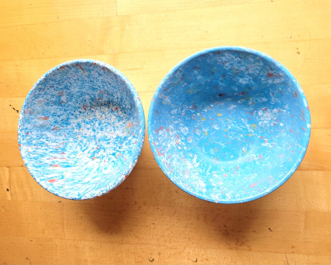 Confetti Bowl Melamine Splatter Bowl Set of 2 Blue Vintage Plastic Bowl ...