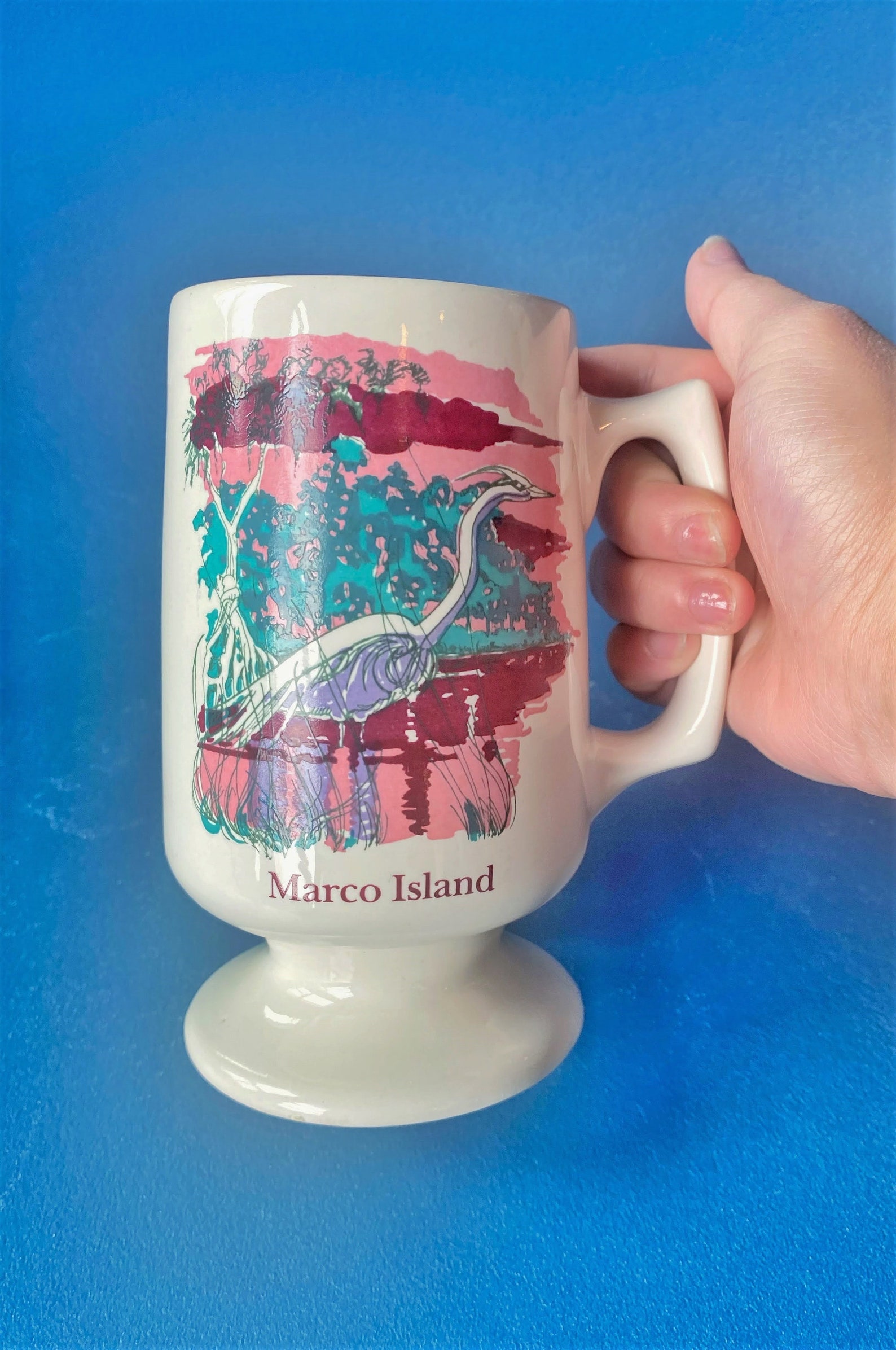 Marco Island Mug White Heron or Egret Coffee Cup Vintage | Etsy