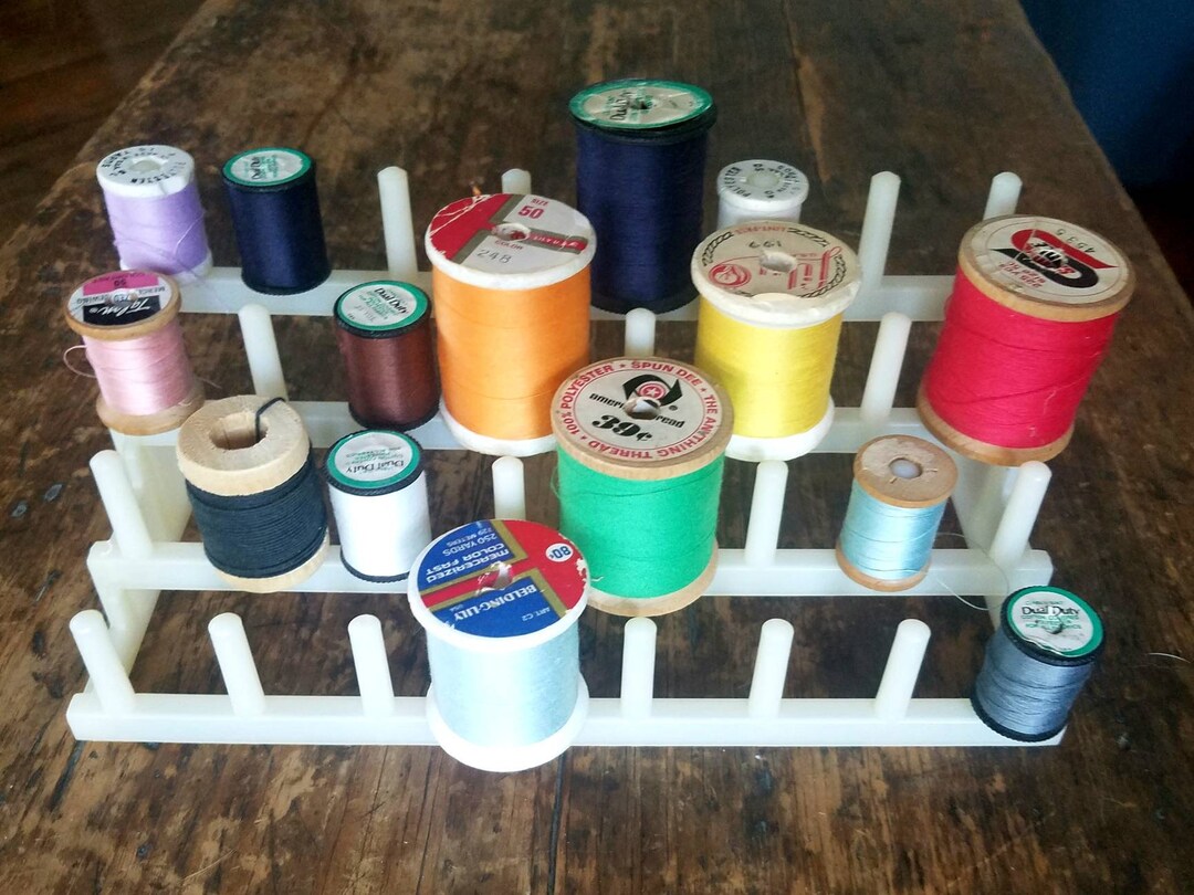 Thread Rack Spool Rack Display and Vintage Thread Bobbin Holder Sewing ...