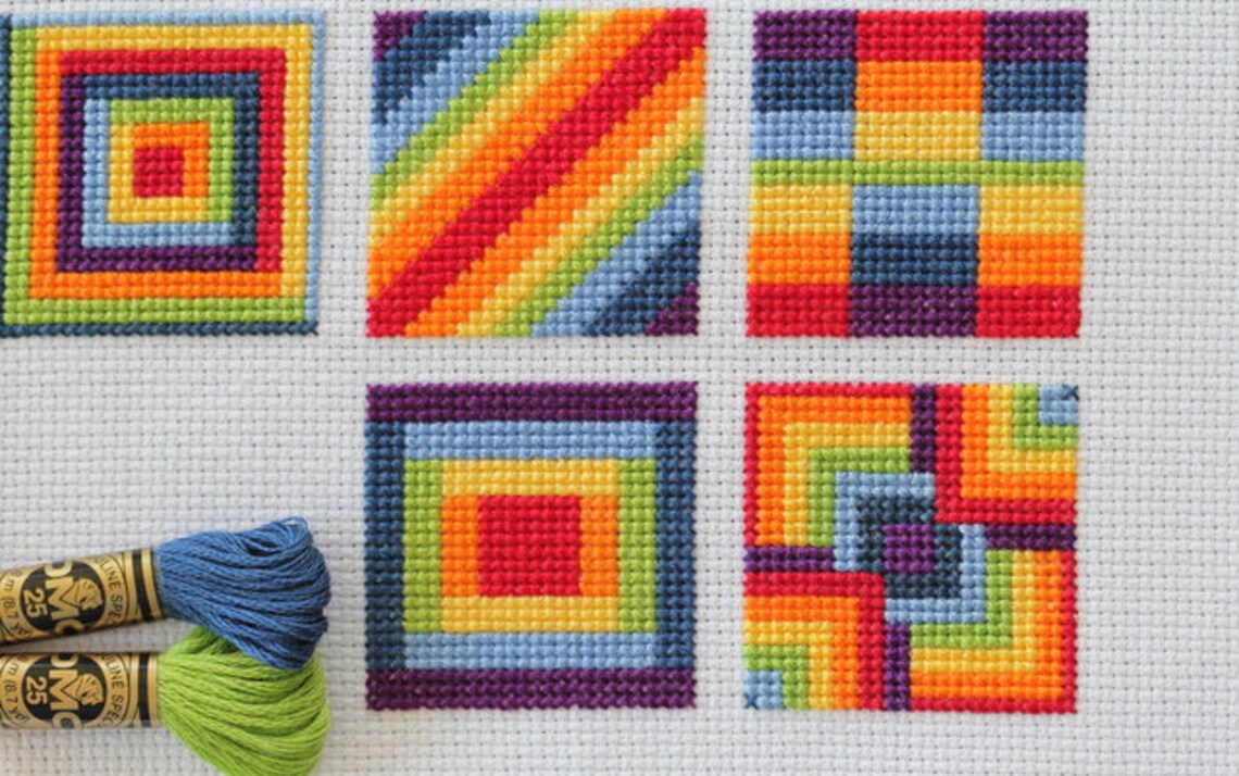 Rainbow Cross Stitch Blocks Pattern PDF Download - Etsy