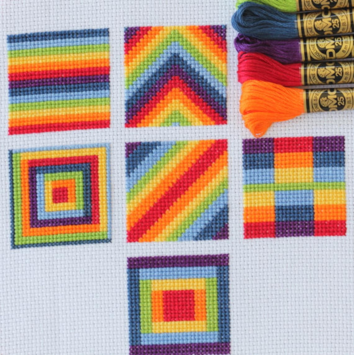 Rainbow Cross Stitch Blocks Pattern PDF Download - Etsy Australia
