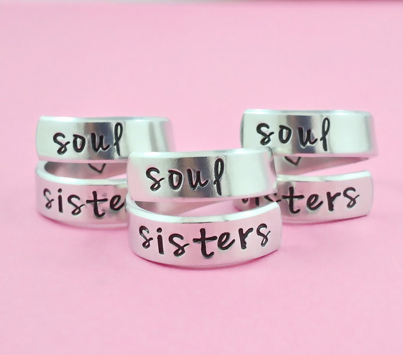 Soul Sisters Hand Stamped Spiral Rings Set (3 Rings), Sisters Best ...