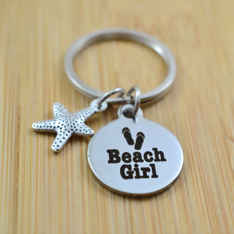 Beach Girl Key Chain Starfish Charm Keychain Sisters Best - Etsy