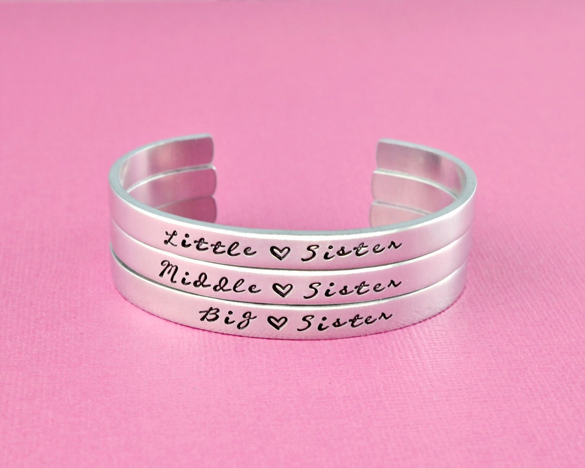 Big Sister Middle Sister Little Sister Hand Stamped Aluminum Cuff ...