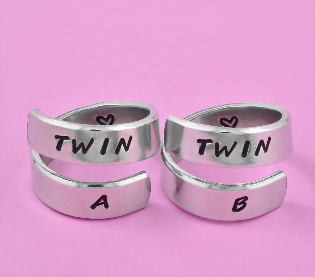 Twin A Twin B Twin Sister Ring Set, Twin Sisters Matching Pair Rings ...