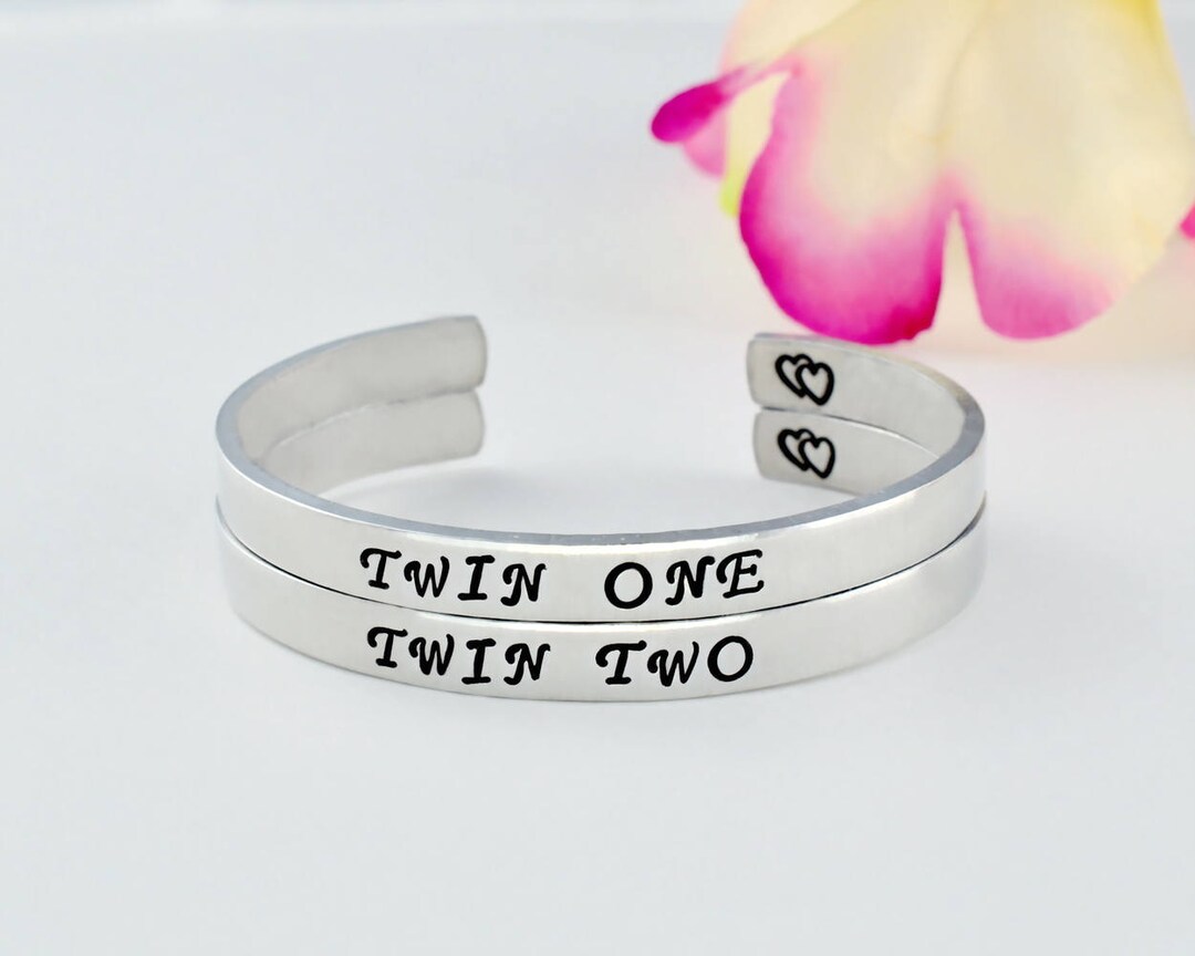 Twin One Twin Two - Hand Stamped Aluminum, Copper or Brass Cuff ...