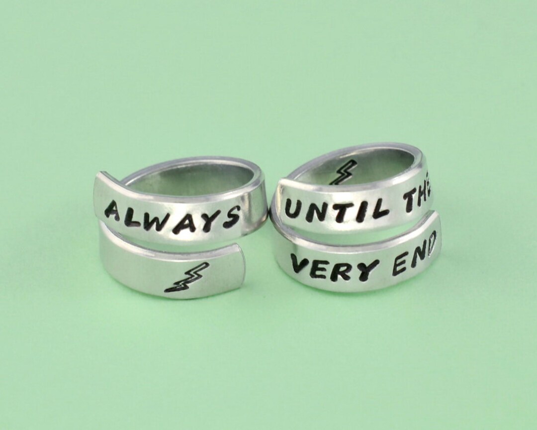 Always Until the Very End Hand Stamped Aluminum Spiral Ring Set ...