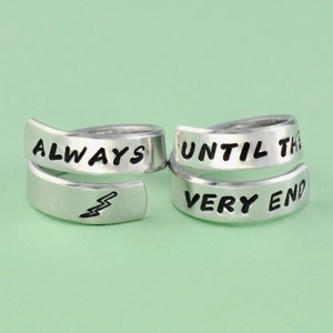 Always Until the Very End Hand Stamped Aluminum Spiral Ring Set ...