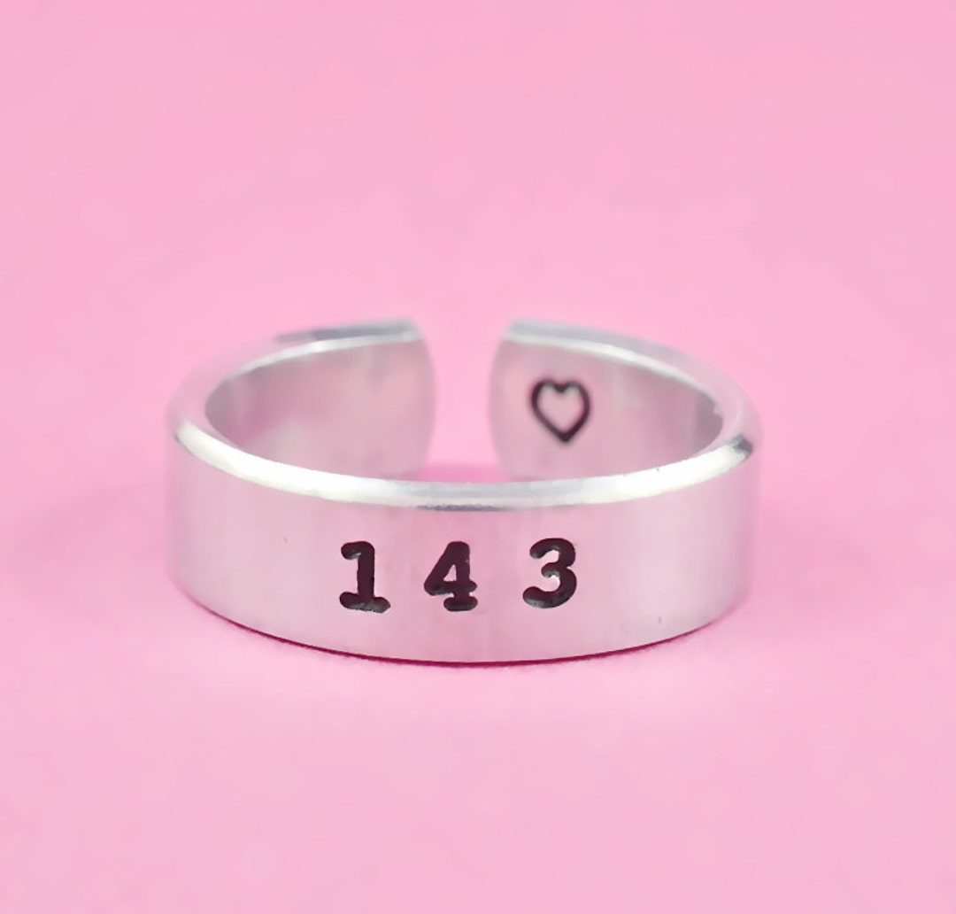 143 With Secret Heart Ring, Hand Stamped Aluminum I Love You Ring, Best ...