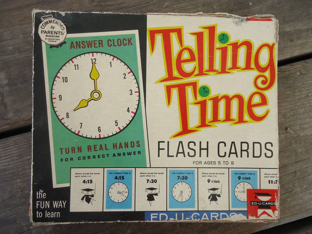Telling Time Flash Cards 1963 - Etsy