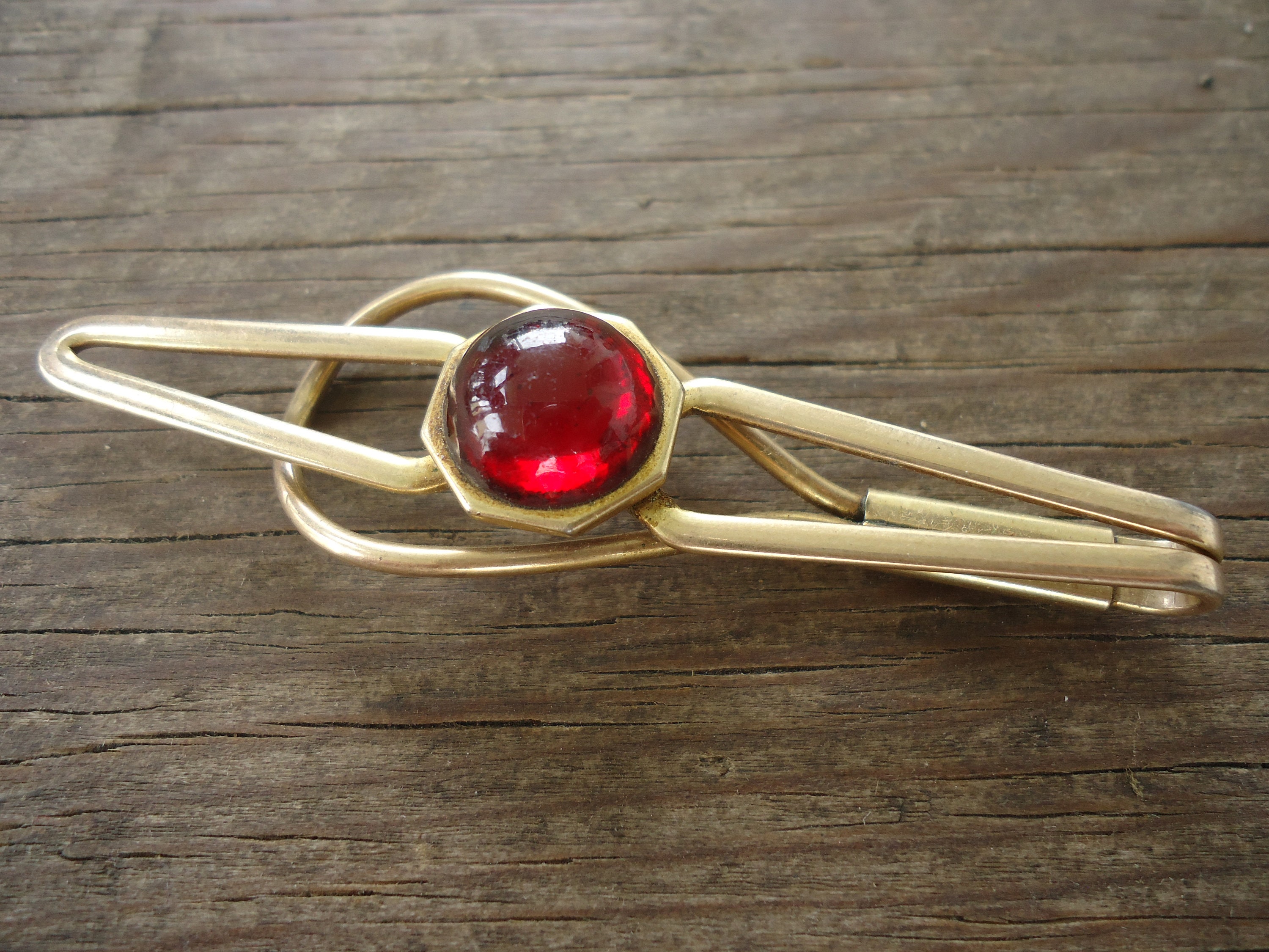Hadley Red Stone Tie Clip | Etsy