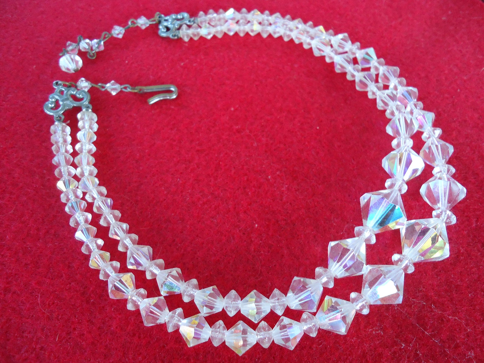 Vintage Crystal Double Strand Necklace | Etsy