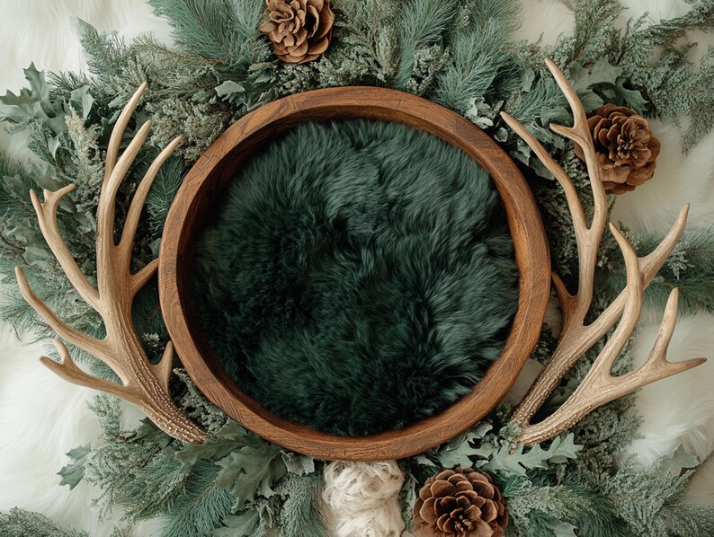 Hunter Newborn Digital Backdrop, Baby Hunting Background, Deer Antlers ...