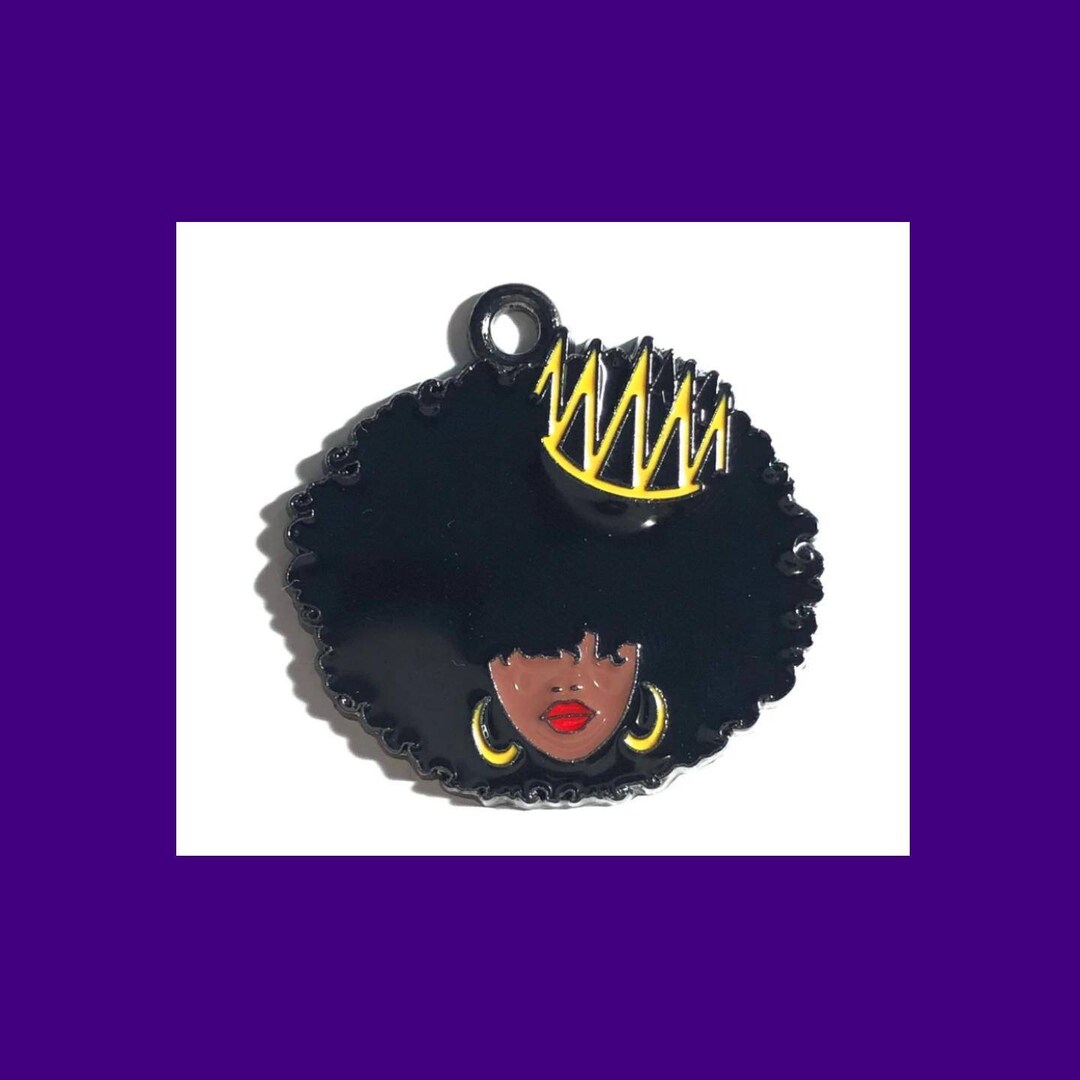 Queendom-melanin Charm-afro Puff Girl Charm Black Girl Magic - Etsy