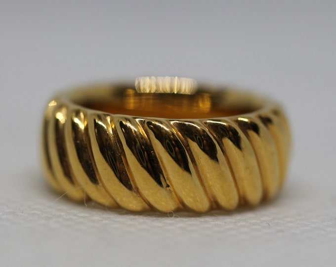14k Yellow Gold Resin Filled Milor Italy Ribbed Ring Band Size 6.75 ...