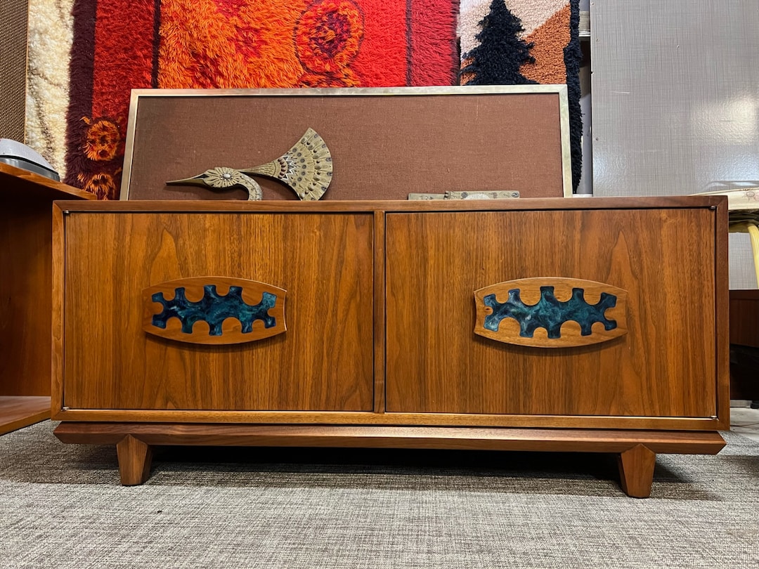 Mid Century Modern Cal Mode Walnut Credenza Chest Cabinet Storage - Etsy
