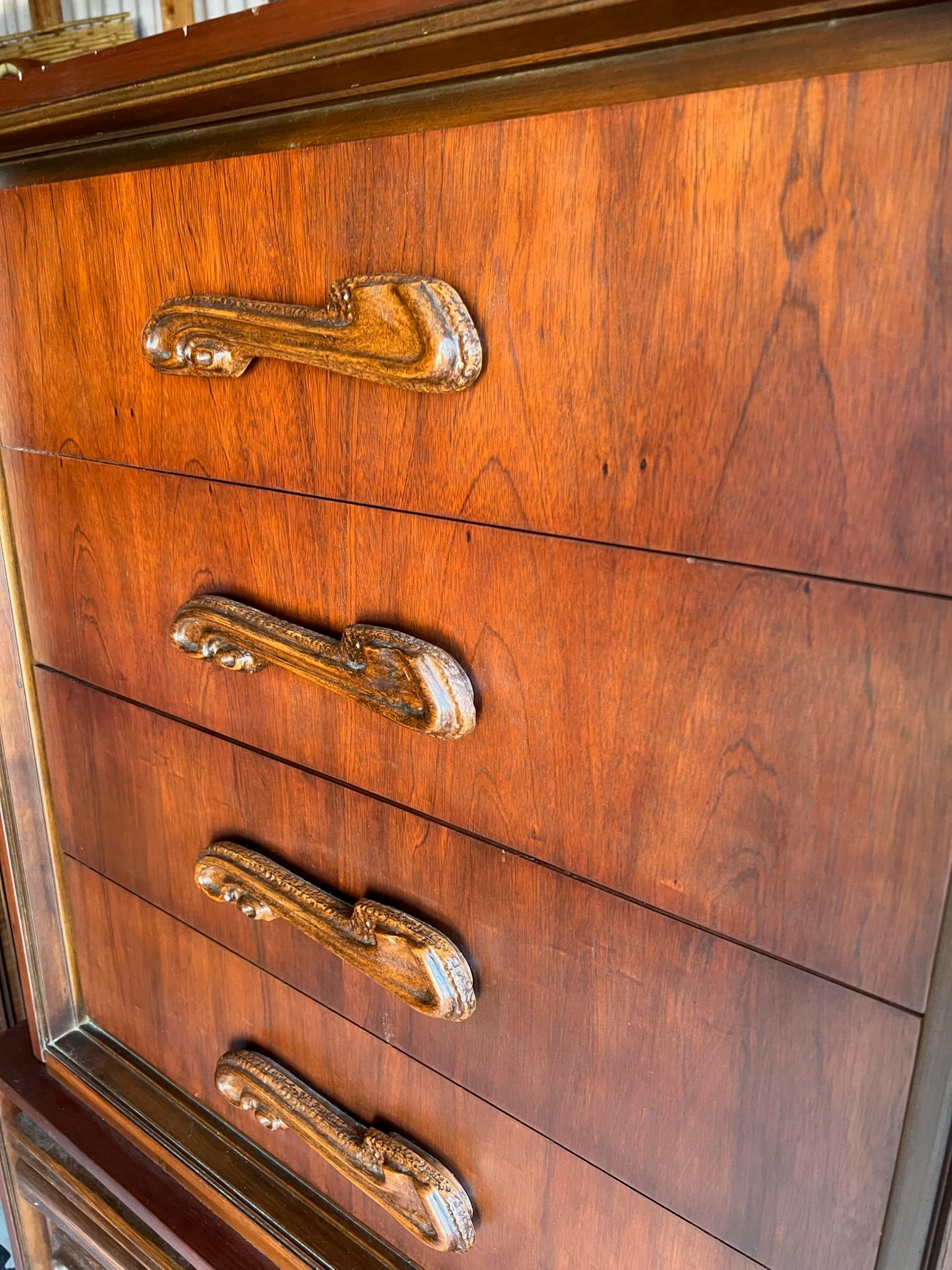 Mid Century Modern Oceanic for Pulaski Highboy Walnut Tiki Dresser - Etsy