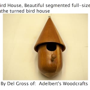 Large Round Bird House Lathe Turned Full Size Birdhouse Made of Cherry ...