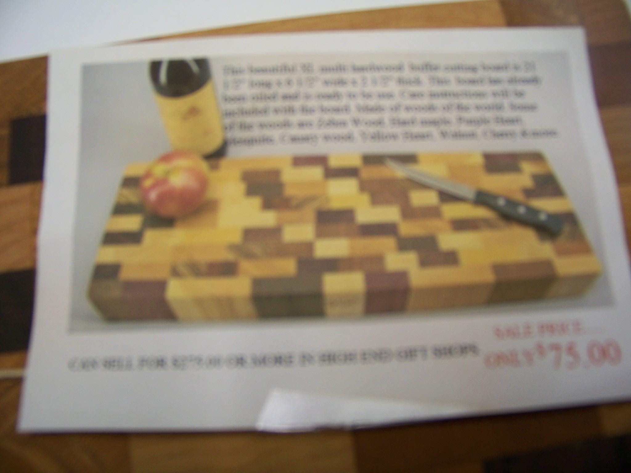 Buffet Cutting Board Butcher Block 21.5" X 6.5"x 2.5" Thick. Made in ...