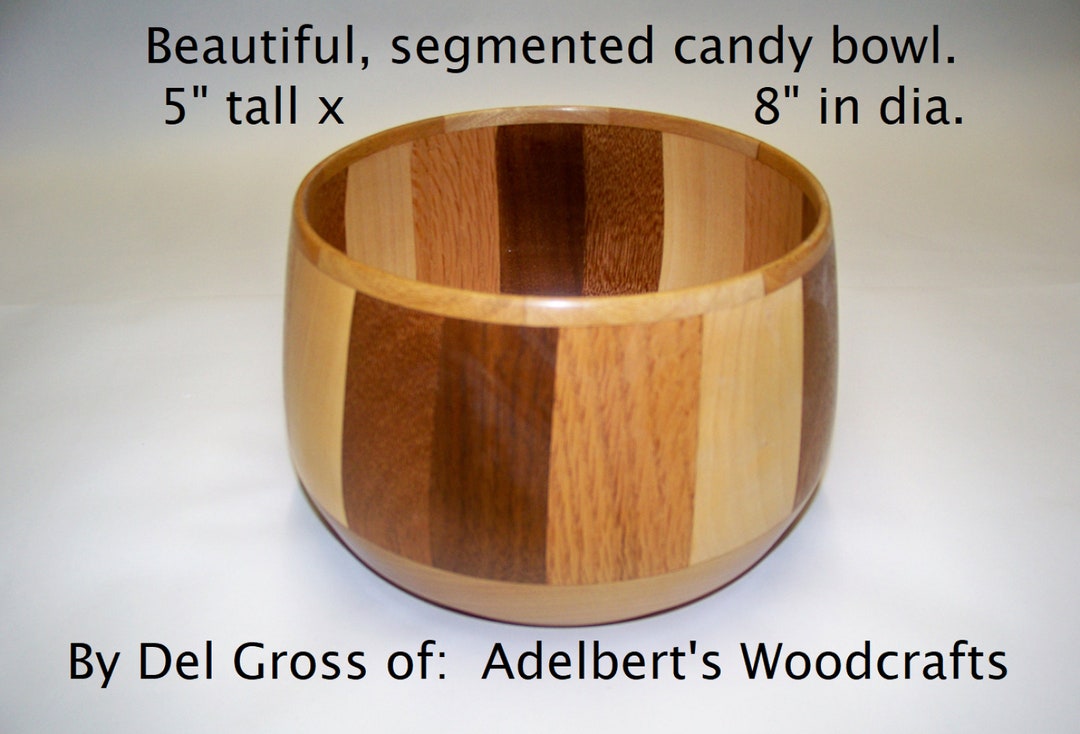 Beautiful, Segmented Candy Bowl. 5" Tall X 8" in Dia. Maple, Mahogany ...
