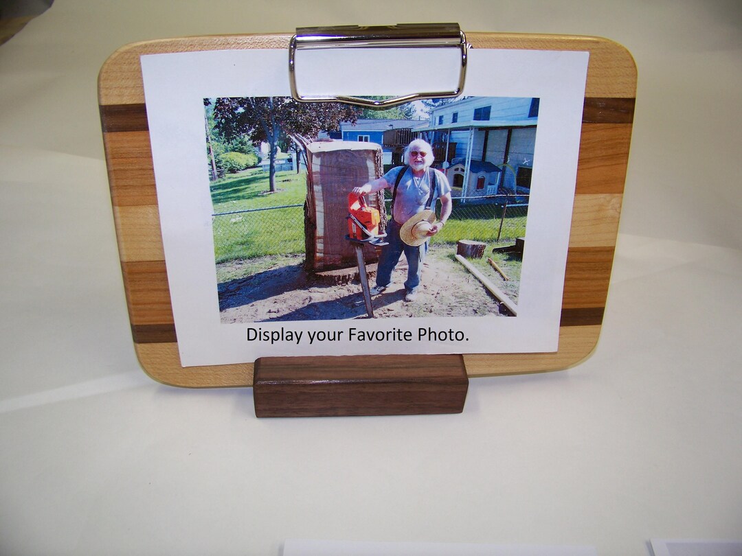 Wooden Photo Clipboard With Base and Low Profile Clip. Handcrafted of ...