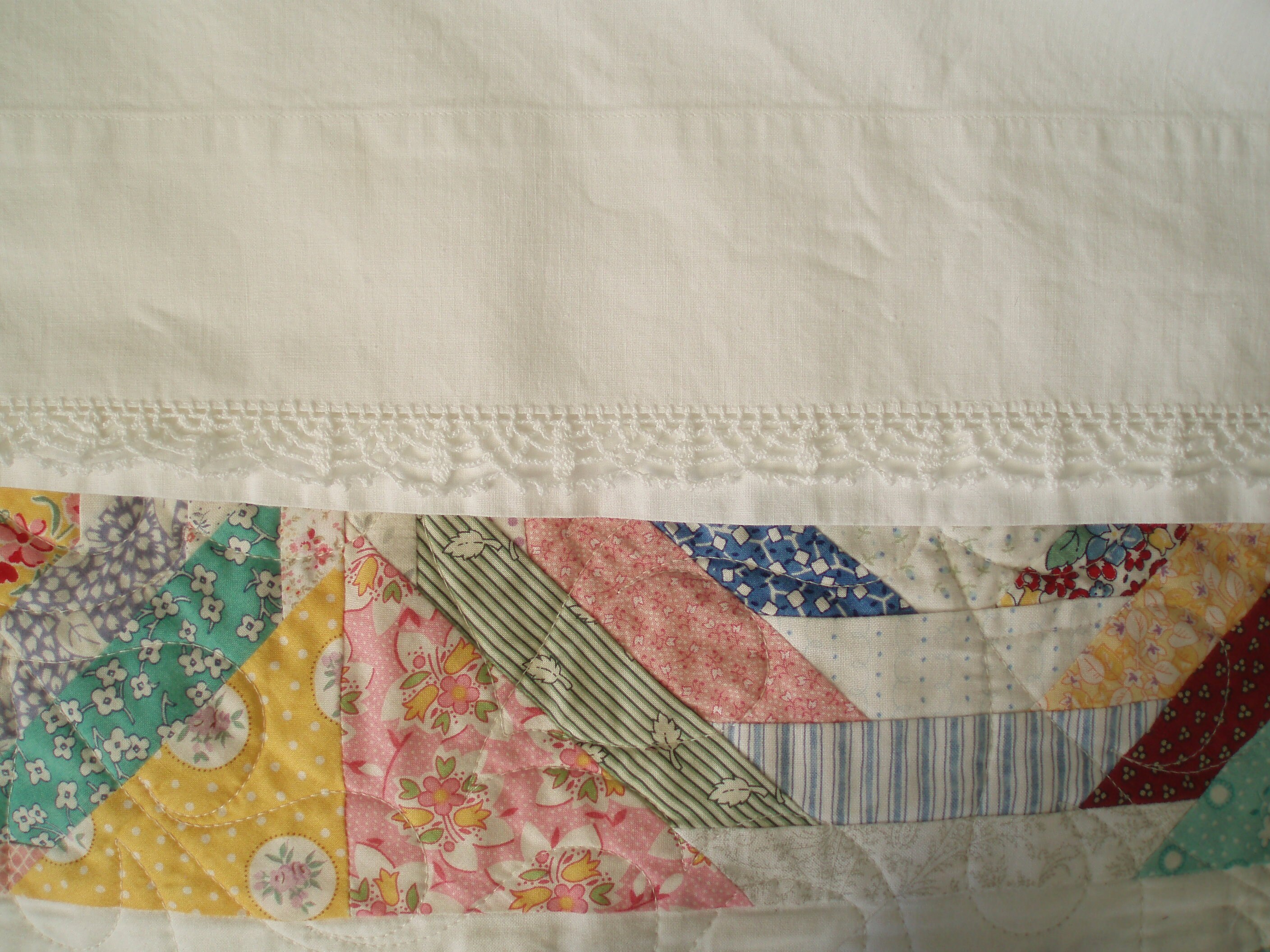 Vintage Muslin Sheet With Hand Crocheted Lace Edging Shabby Chic Linens ...