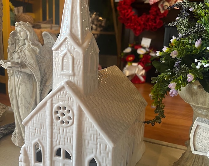 Large Ceramic Light up Church, Christmas Church, Churches, Ceramic ...
